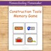 Construction Tools Memory Game for Kids, Kindergarten, Preschool ...
