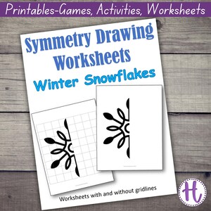 Snowflake Symmetry Drawing Worksheets: Winter Activity (PDF) - Etsy