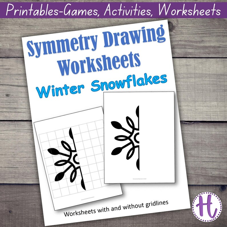 Snowflake Symmetry Drawing Worksheets: Winter Activity (PDF) - Etsy