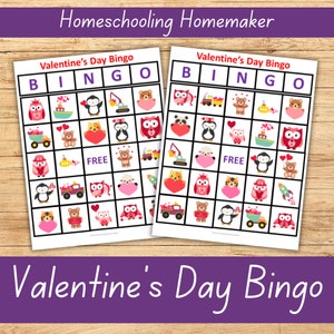 Valentine's Day BINGO Game for Your Kids Great for Homeschool or Family ...