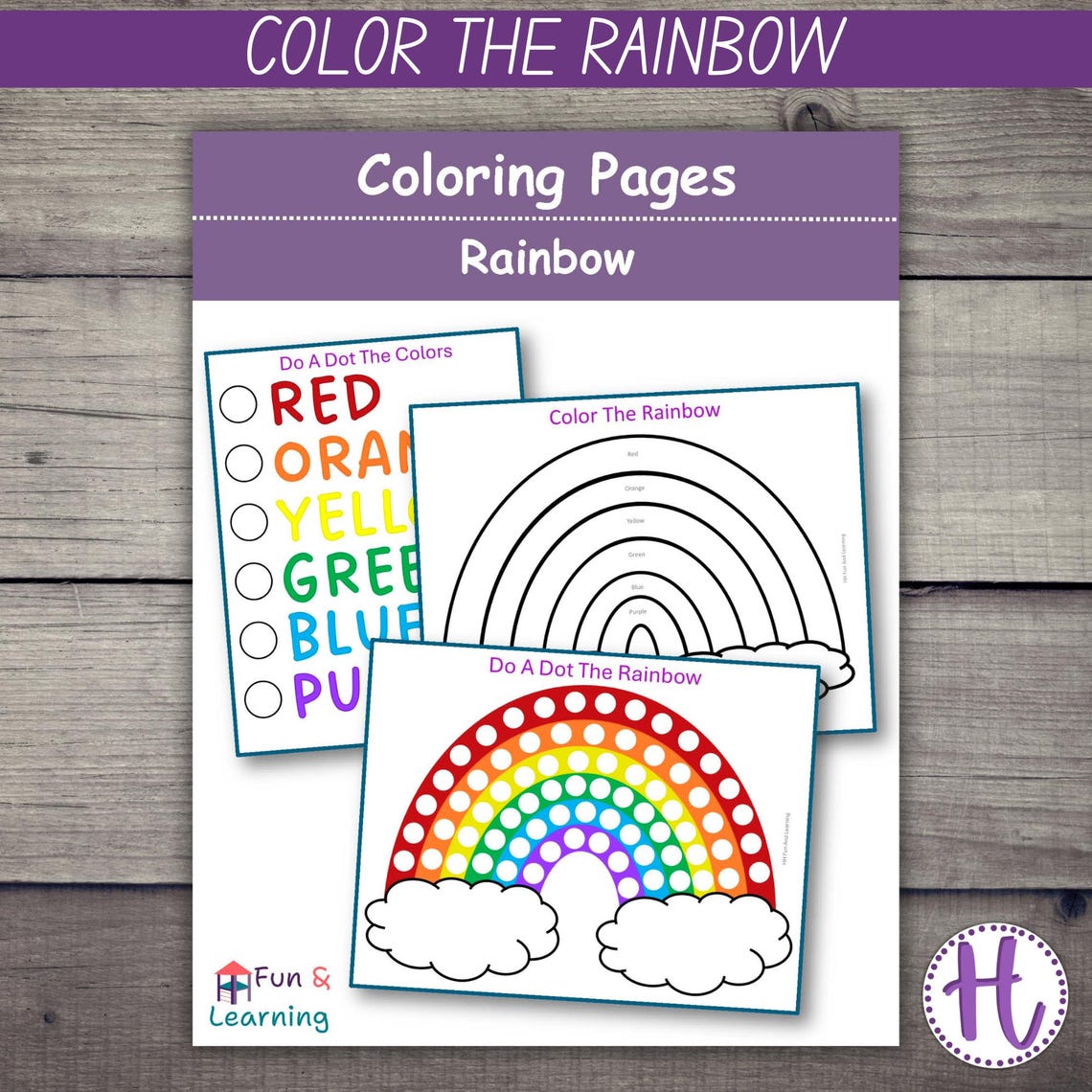 Rainbow Coloring Pages: Preschool Color Learning Activity (PDF) - Etsy