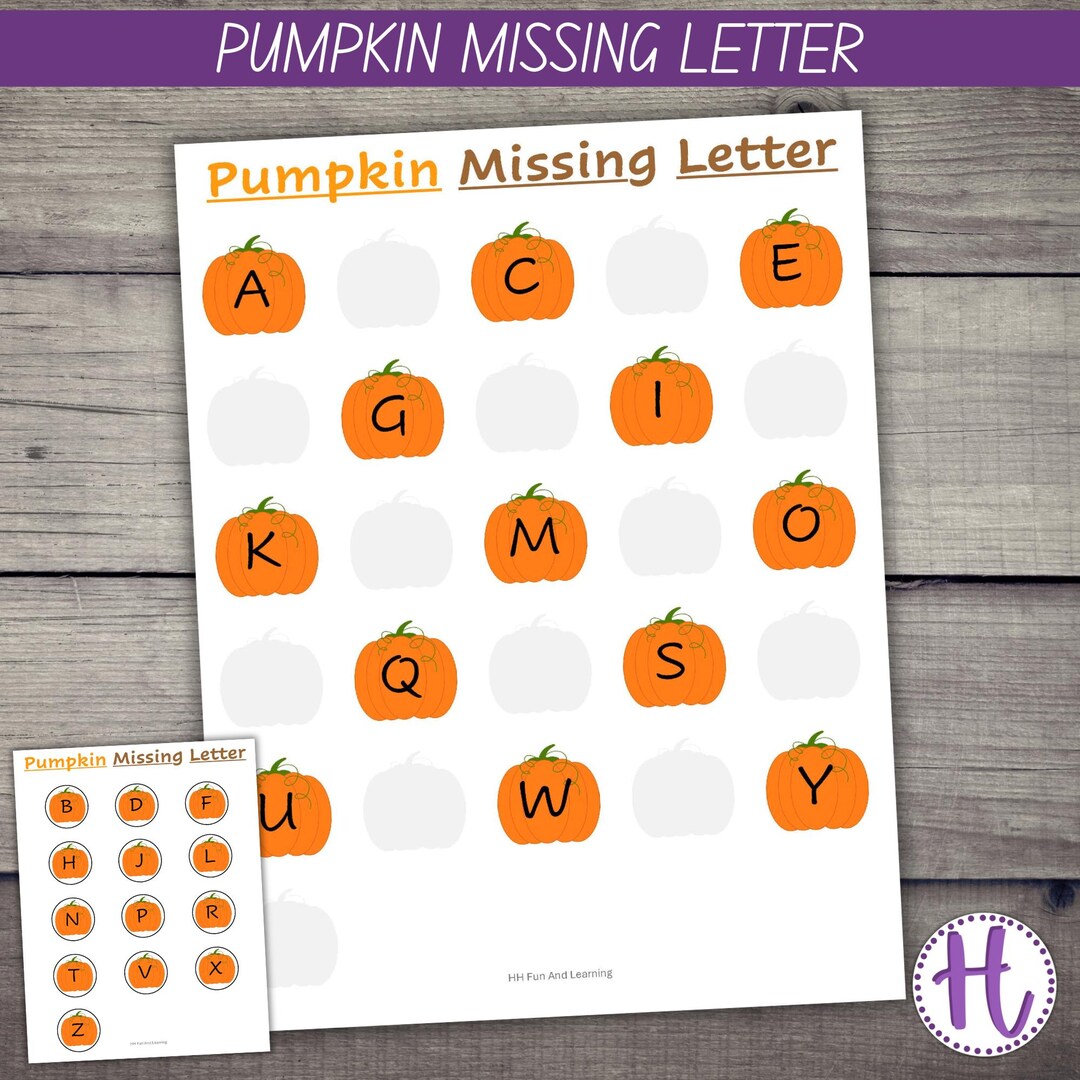 Pumpkin Missing Letter Activity for Kids, Simple Fall Alphabet Puzzles ...