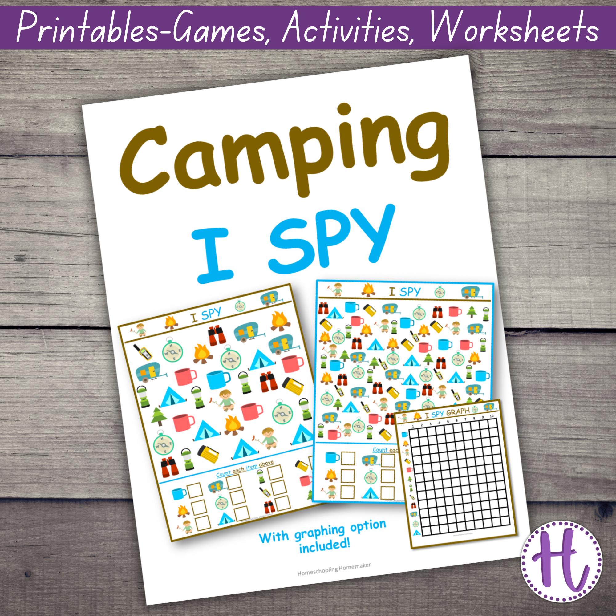 Camping I Spy for Kids With Graphing Activity, Printable I Spy, Seek ...