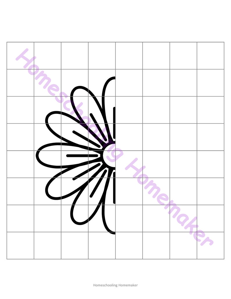 Symmetry Drawing Worksheets-flowers - Etsy