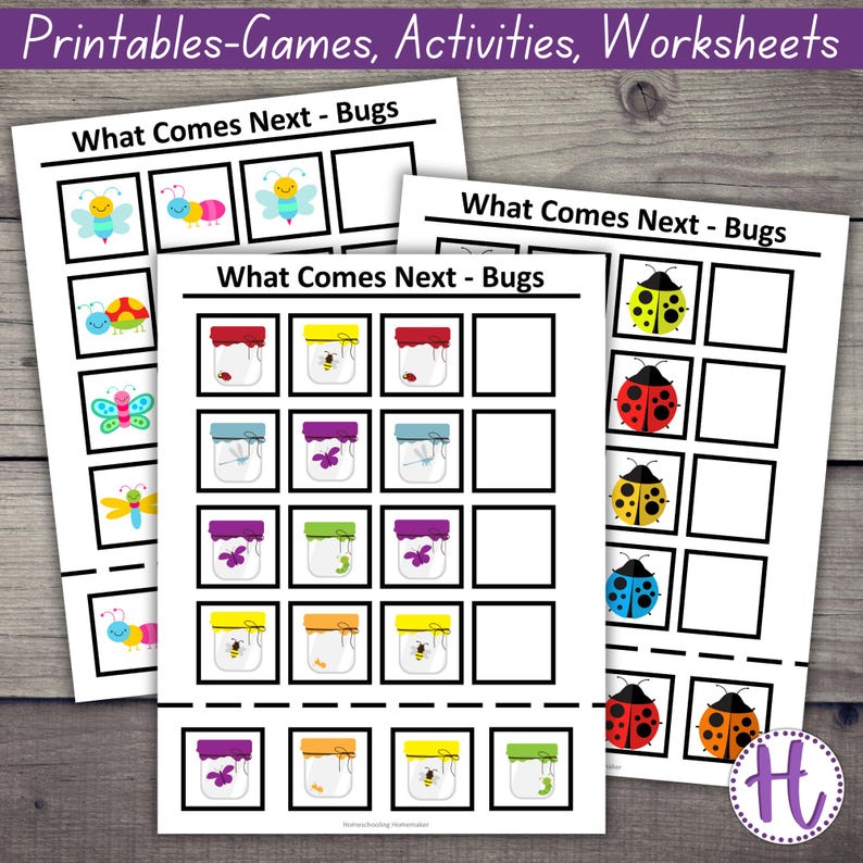 Bug What Comes Next, Sequencing Sheets for Preschool, Kindergarten ...