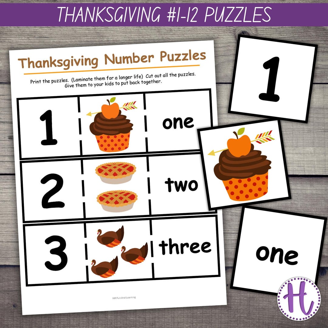 Thanksgiving Number Puzzles, Matching Numbers, Words and Counting ...