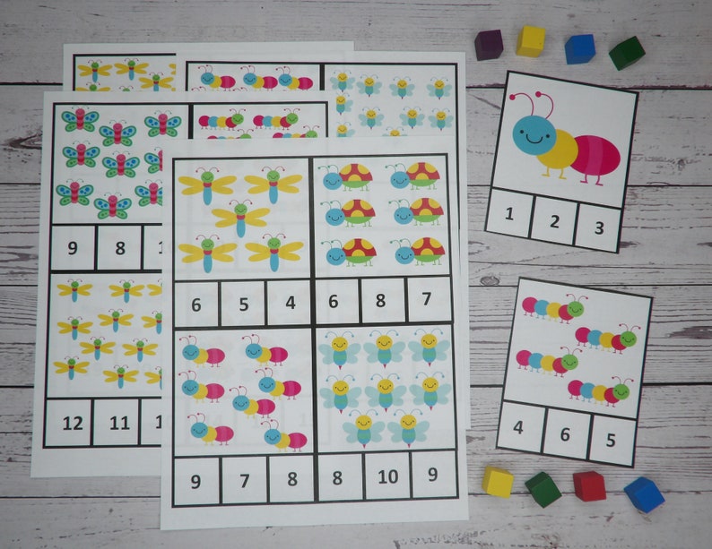 Bug Counting Clip Cards for Kids, Preschool Math Activity, Counting ...