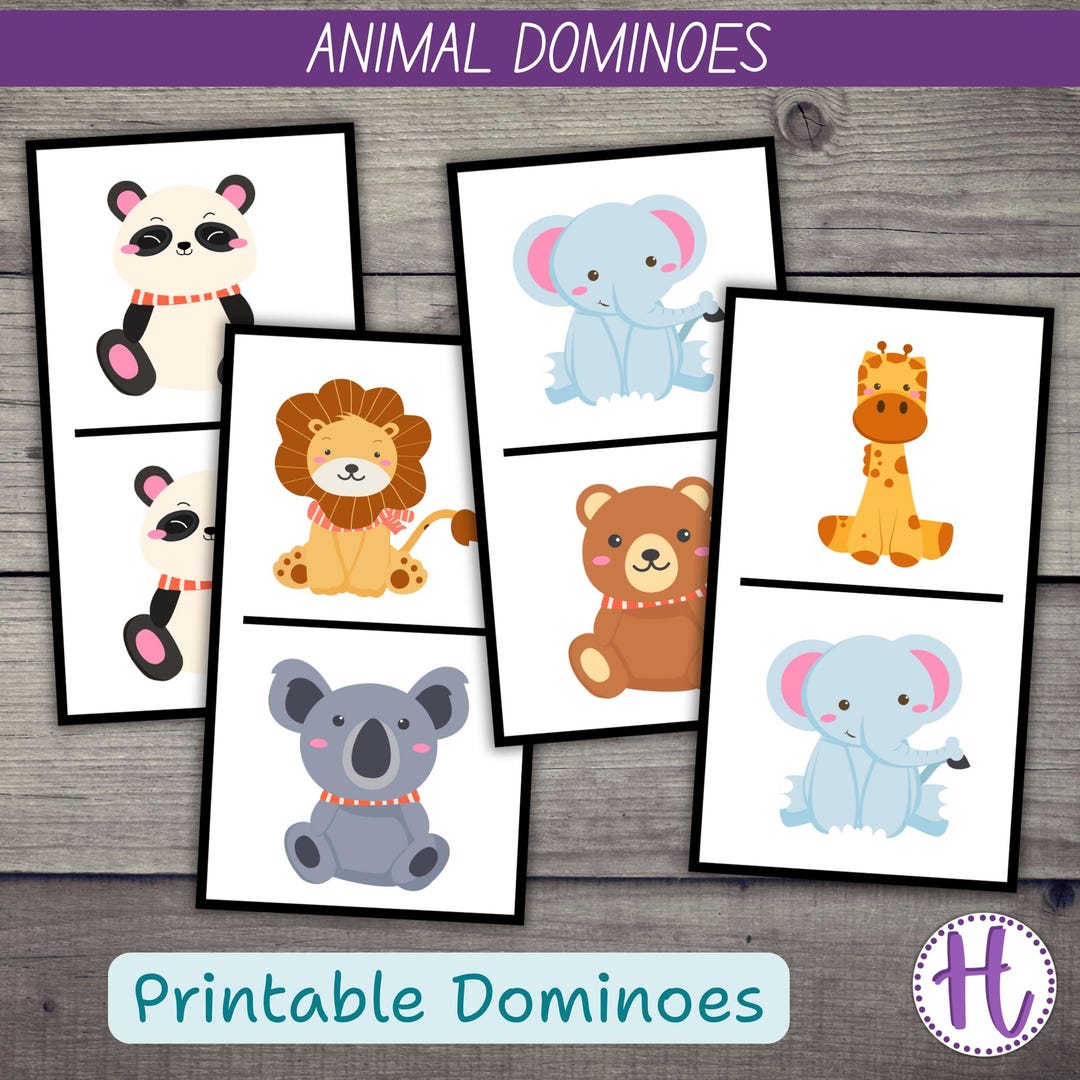 Animal Dominoes game, Printable Game for Kids (PDF) - Etsy