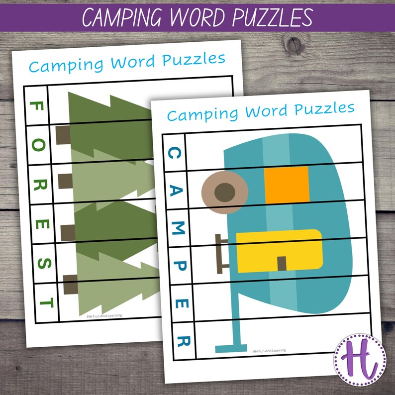 Camping Word Puzzles, Printable Letter Activity for Kids (PDF) - Etsy