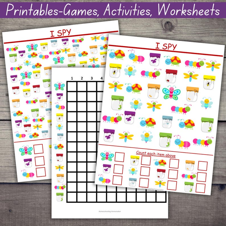 Bug I Spy Activity Sheets, Math Counting and Graphing Activity for Kids ...