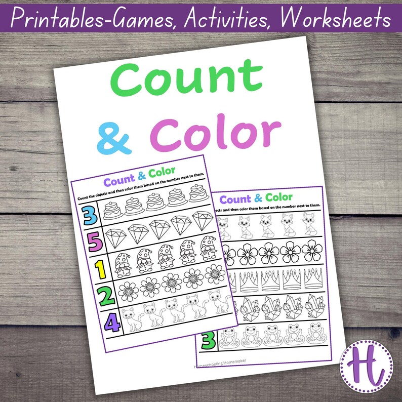 Count and Color Activity Worksheets, Preschool Counting Activity ...