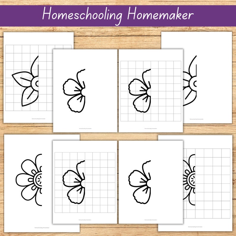 Symmetry Drawing Worksheets-flowers, Symmetrical Drawing for Kids ...