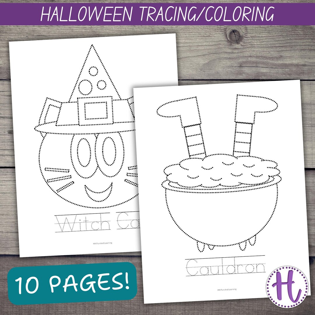 Halloween Tracing & Coloring Pages, Fun Halloween Worksheets for Kids ...