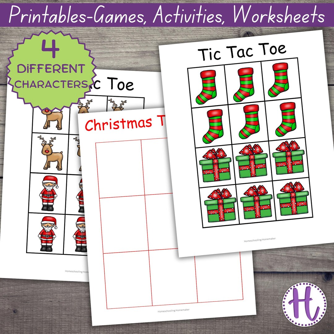 Christmas Tic Tac Toe Game, Kids Printable Game, Strategy Game for ...