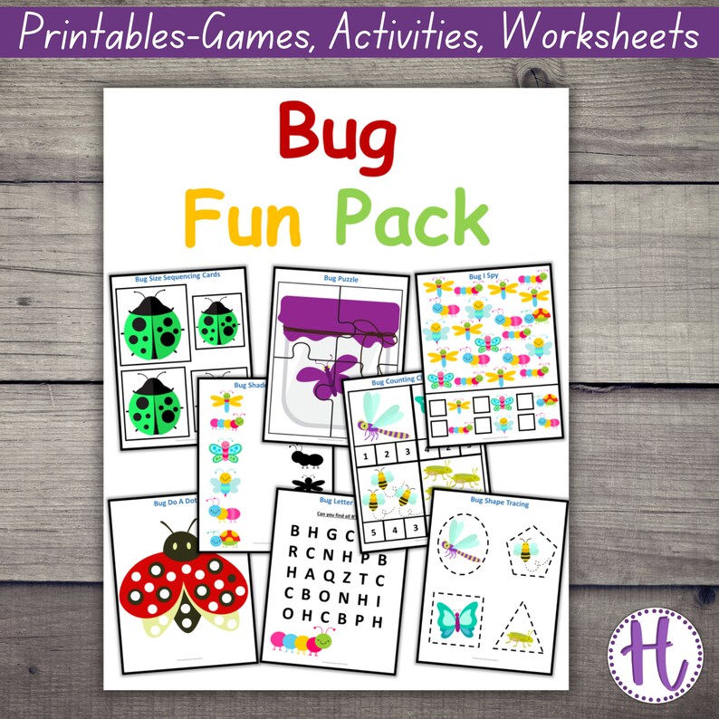 Bug Activity Worksheets for Preschool or Kindergarten, Fun Bug Themed ...