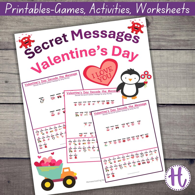 Valentine's Day Secret Message Decoder: Kids Activity (PDF) - Etsy