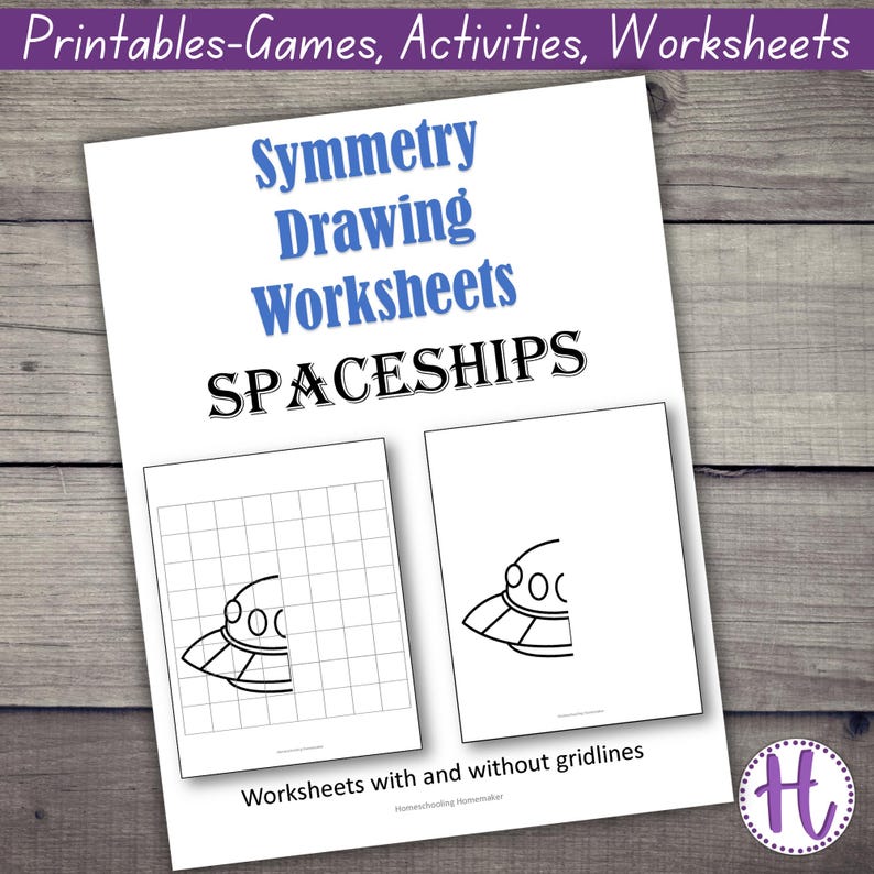 Symmetry Drawing Worksheets-spaceships, Drawing Practice Sheets for ...