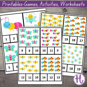 Bug Counting Clip Cards for Kids, Preschool Math Activity, Counting ...