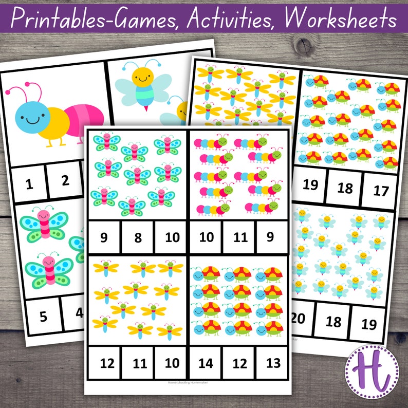 Bug Counting Clip Cards for Kids, Preschool Math Activity, Counting ...