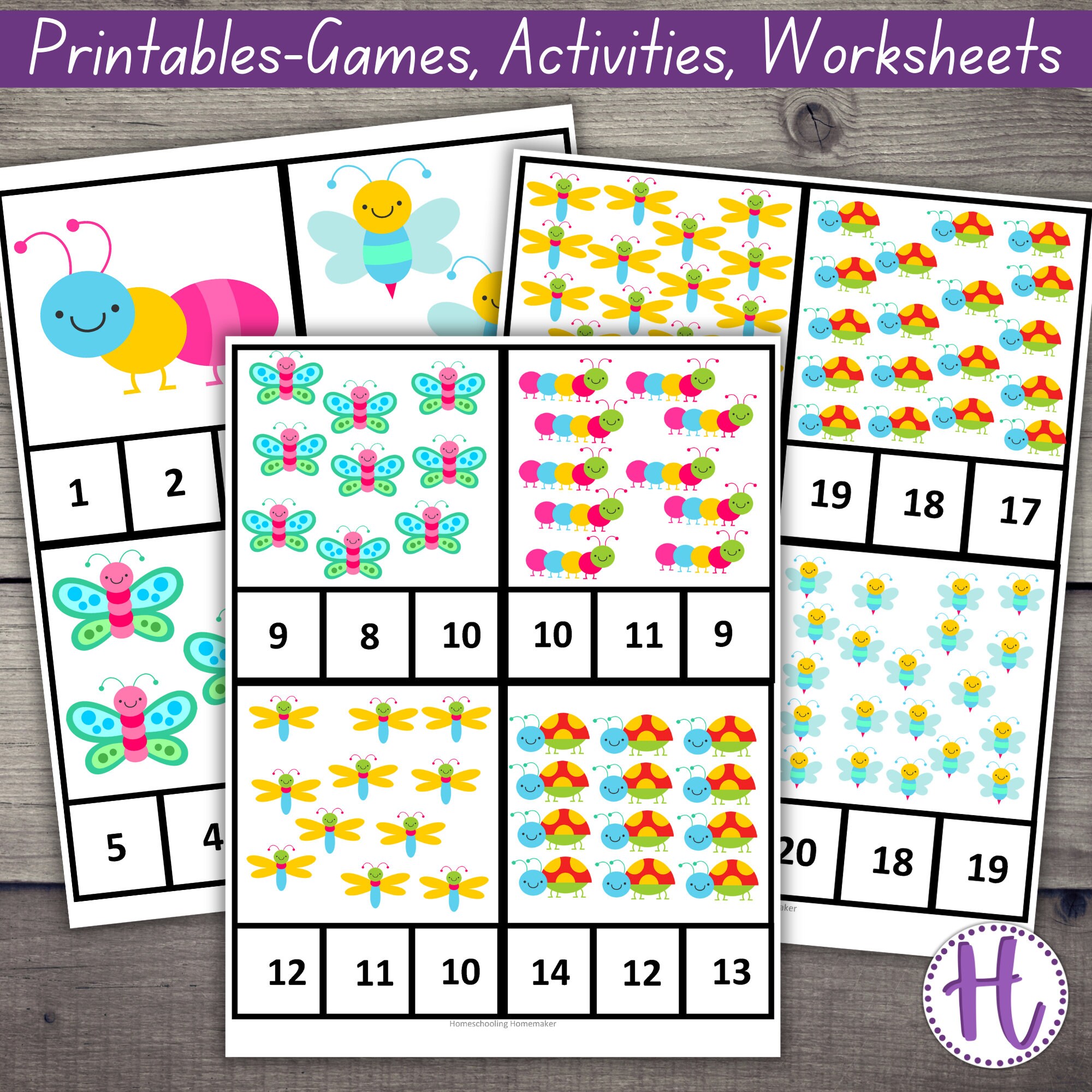 Bug Counting Clip Cards for Kids, Preschool Math Activity, Counting ...