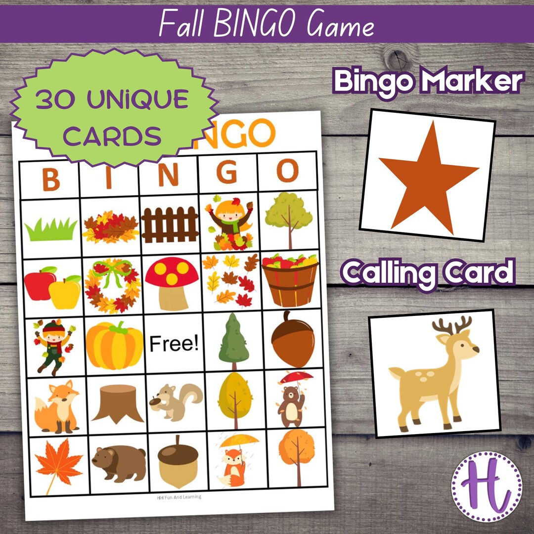 Fall Bingo Game for Kids: Autumn Classroom Activity (PDF) - Etsy