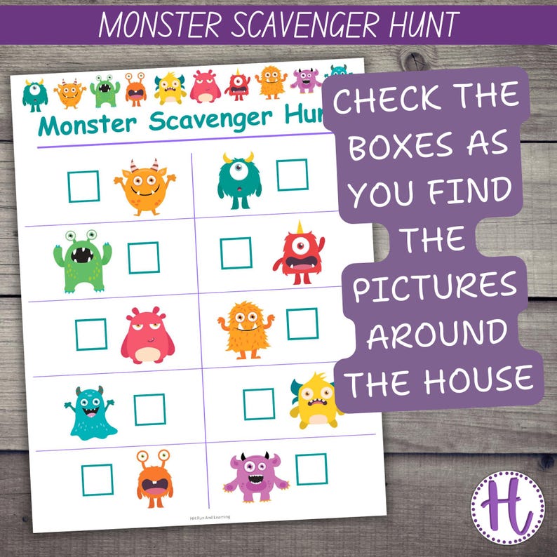 Monster Scavenger Hunt Game: Fun Printable Activity (PDF) - Etsy