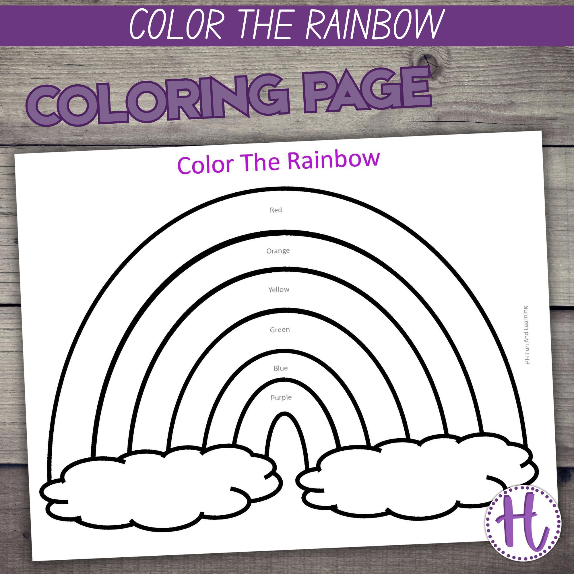 Rainbow Coloring Pages: Preschool Color Learning Activity (PDF) - Etsy