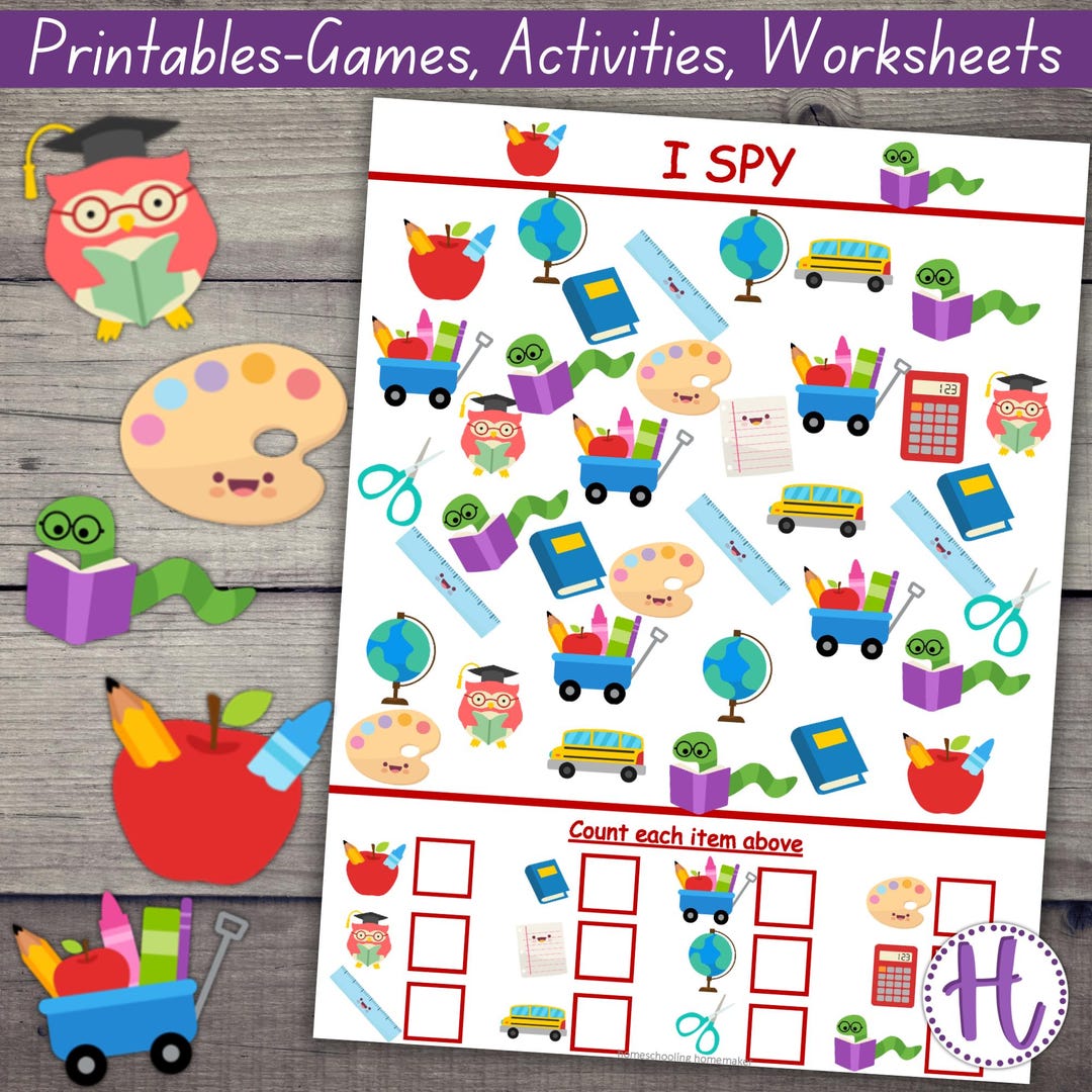 School I Spy Activity: Printable Counting Worksheet (PDF Download) - Etsy