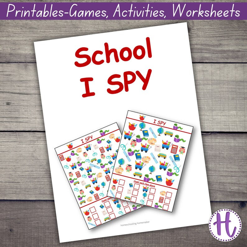 School I Spy for Kids, With Graphing Activity, Homeschool Activities ...