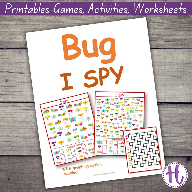 Bug I Spy Activity Sheets, Math Counting and Graphing Activity for Kids ...