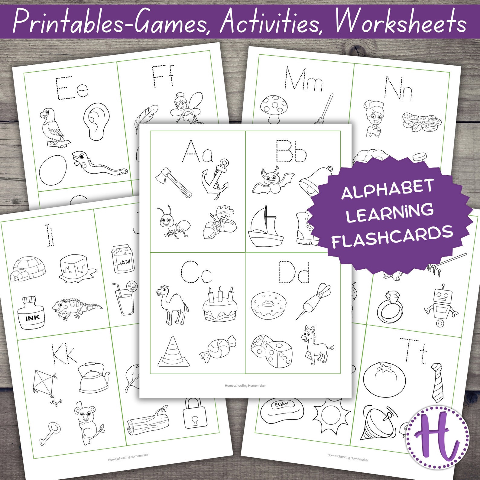 Alphabet Flashcards for Kids, Kindergarten, Preschool, Elementary, ABC ...