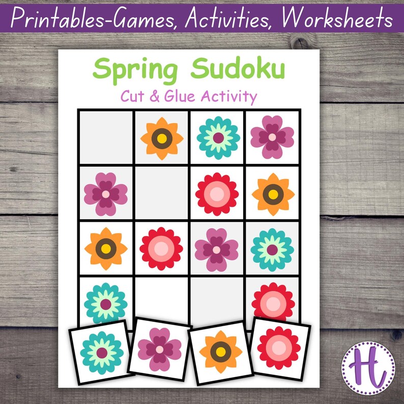 Spring Flower Sudoku Game: Printable Logic Puzzles for Kids (PDF) - Etsy