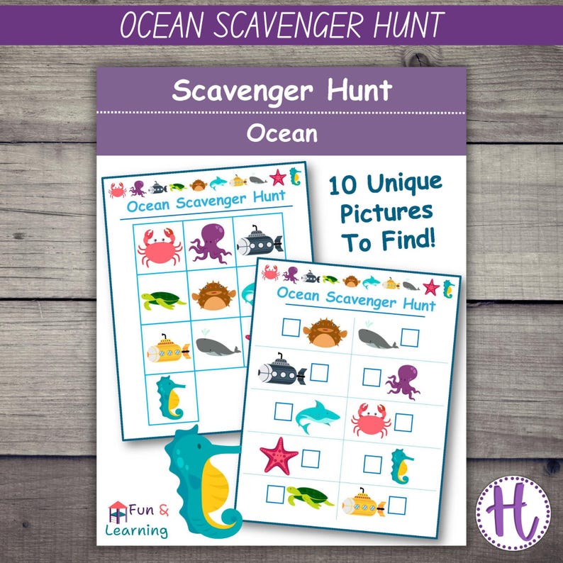 Ocean-themed Scavenger Hunt for Kids, Active Printable Game for ...