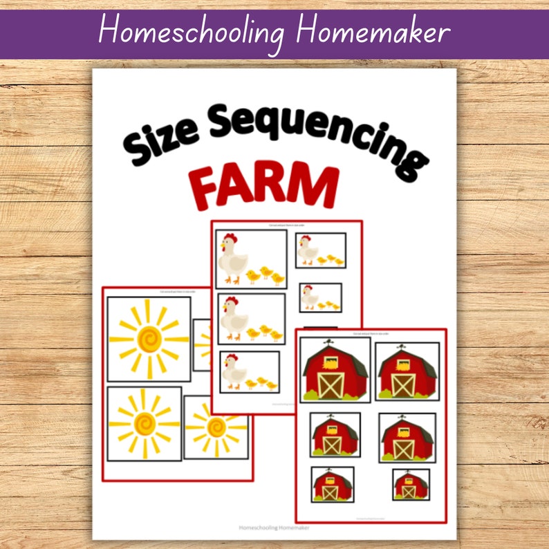 Farm Size Sequencing Cards for Toddlers, Preschool Ordering Activity ...