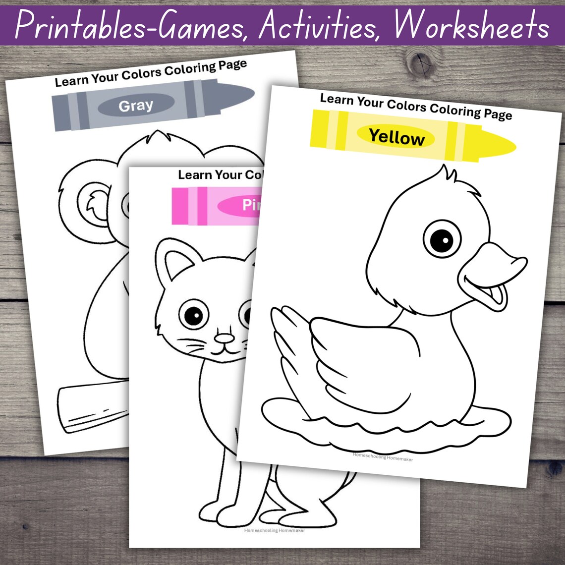 Color Learning Coloring Pages: Toddler & Preschool Worksheets (PDF) - Etsy