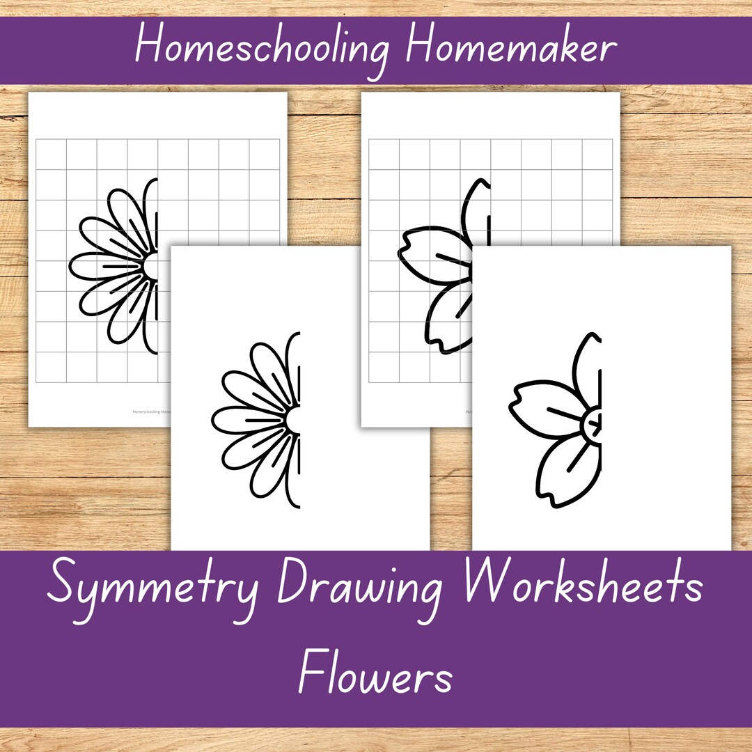 Symmetry Drawing Worksheets-flowers, Symmetrical Drawing for Kids ...