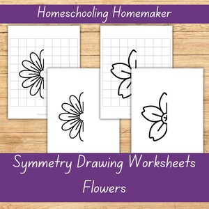 Symmetry Drawing Worksheets-flowers, Symmetrical Drawing for Kids ...