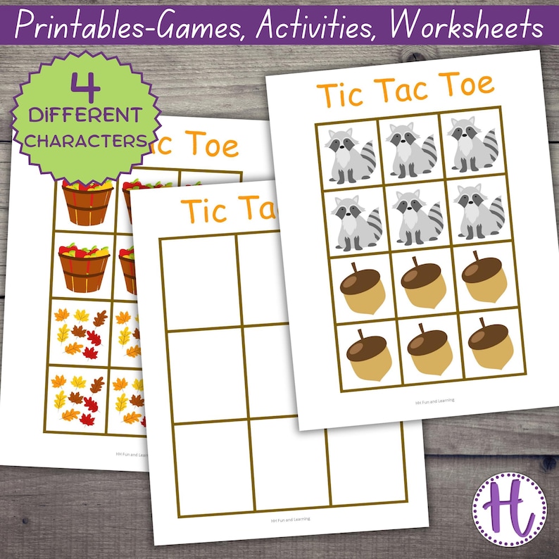 Fall Tic Tac Toe Game for Kids, Fun Homeschool Game for Preschool ...