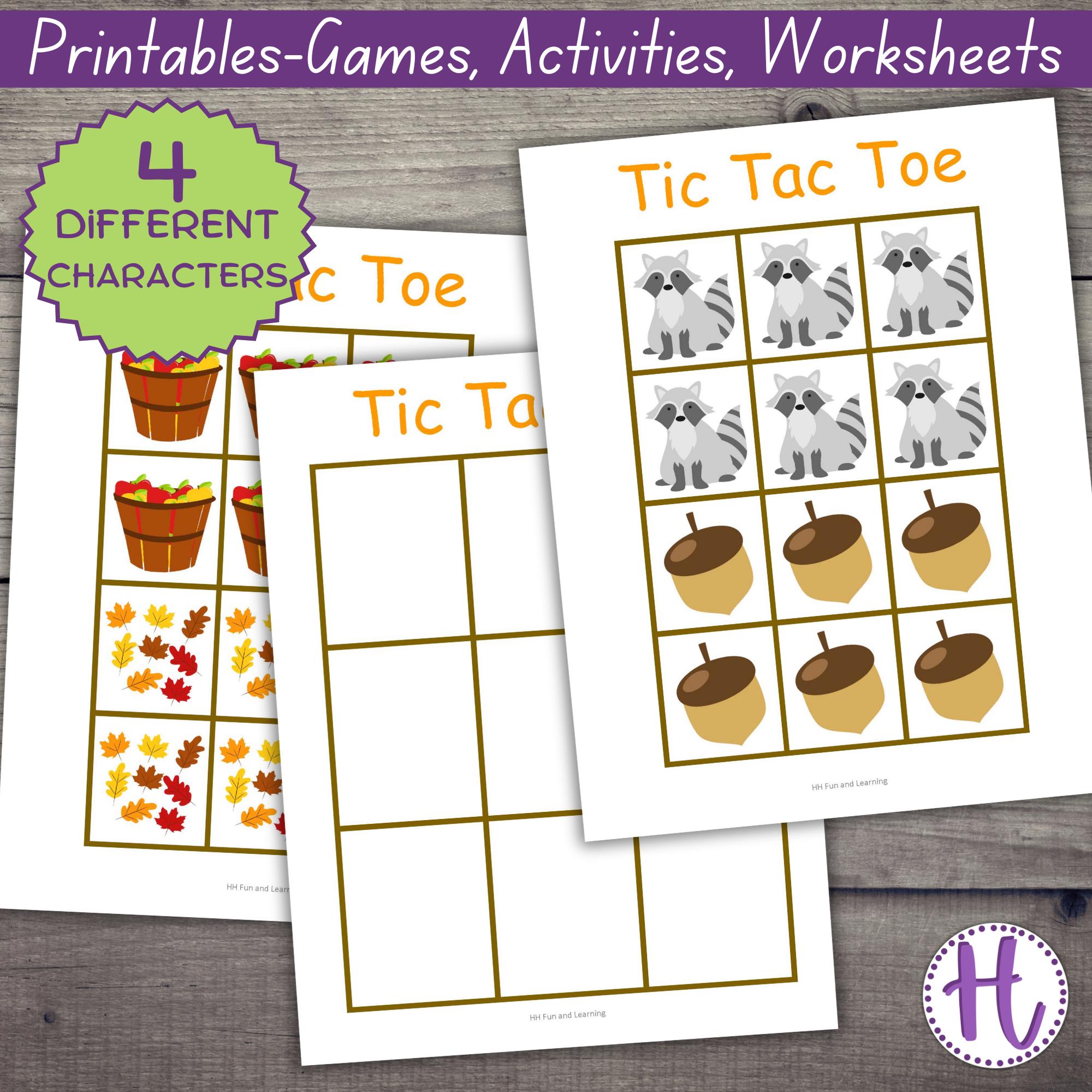 Fall Tic Tac Toe Game for Kids, Fun Homeschool Game for Preschool ...