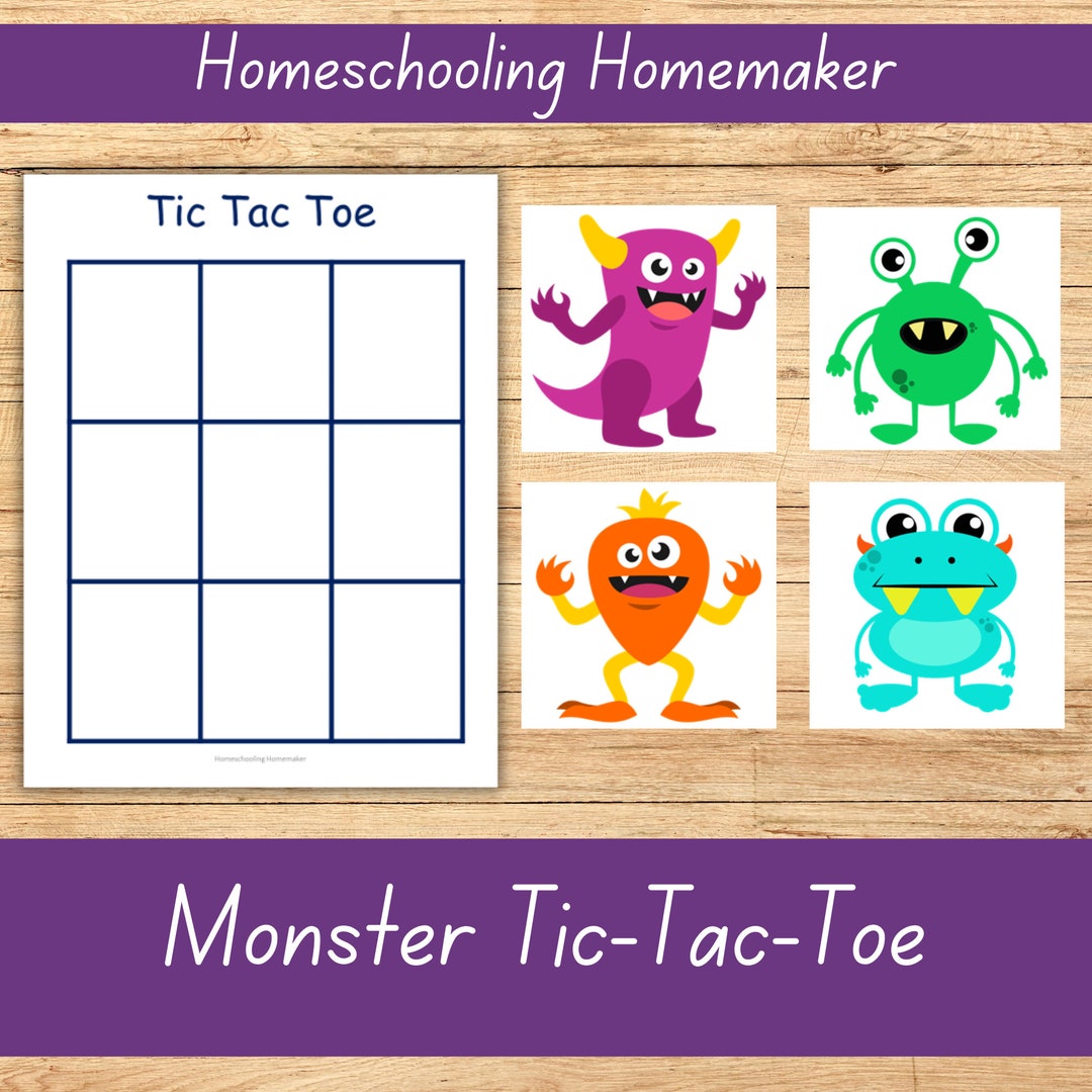 Monster Tic-tac-toe Game for Kids Kindergarten Preschool - Etsy