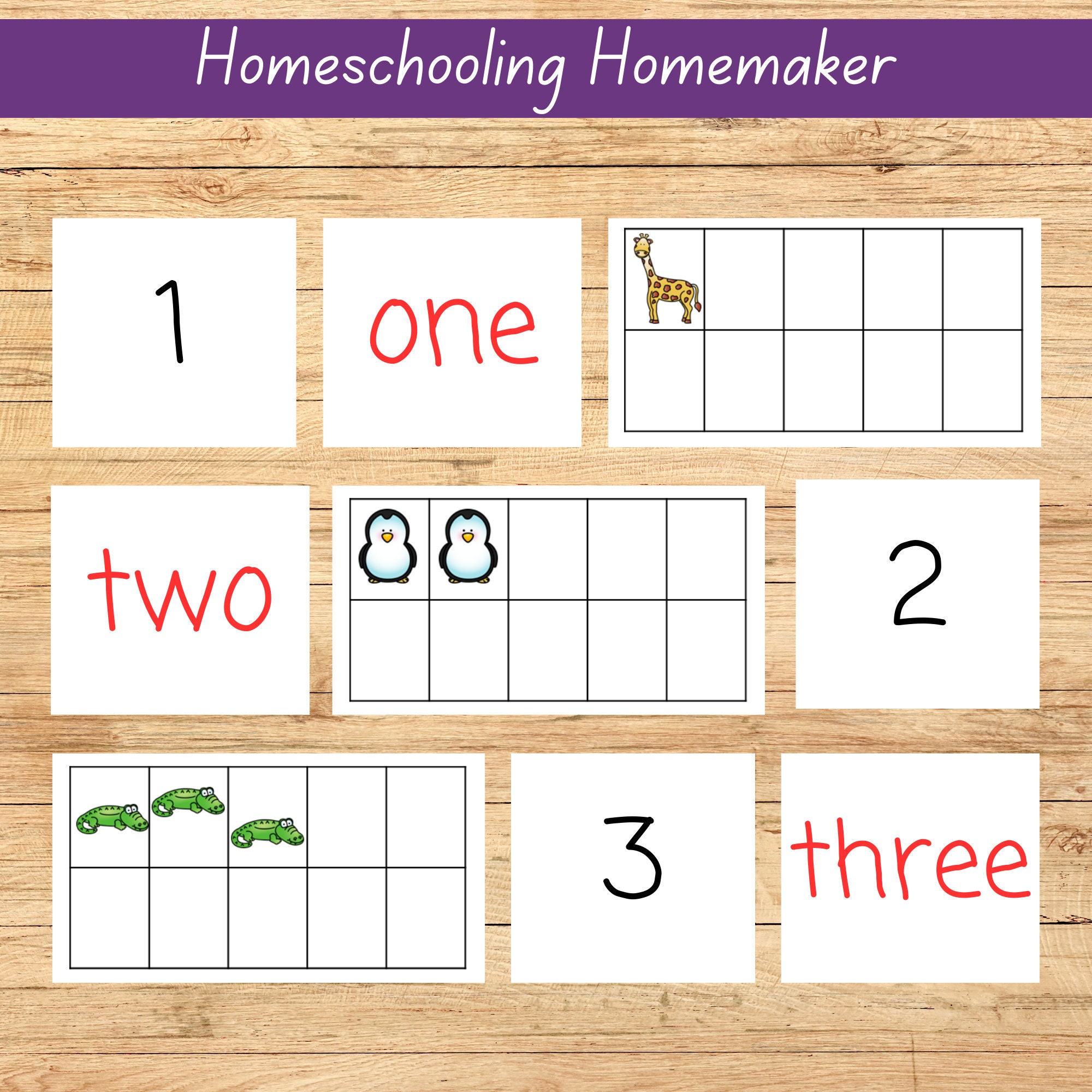 Number Match 10 Frame Zoo Animals for Kids, Number to Name to Counting ...