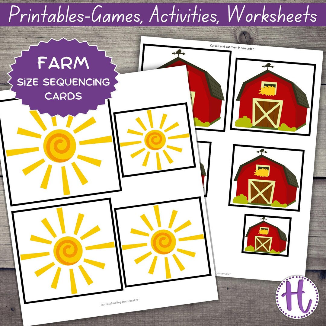 Farm Size Sequencing Cards: Toddler Preschool Activity (PDF) - Etsy
