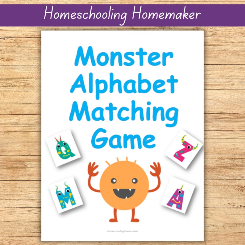 Monster ABC Alphabet Matching Game for Kids, Kindergarten, Preschool ...