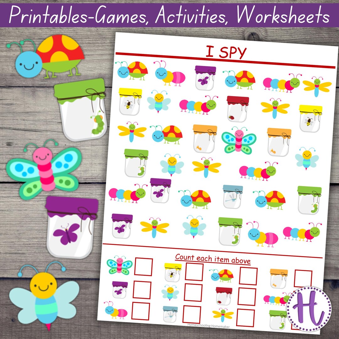 Bug I Spy Activity Sheets, Math Counting and Graphing Activity for Kids ...