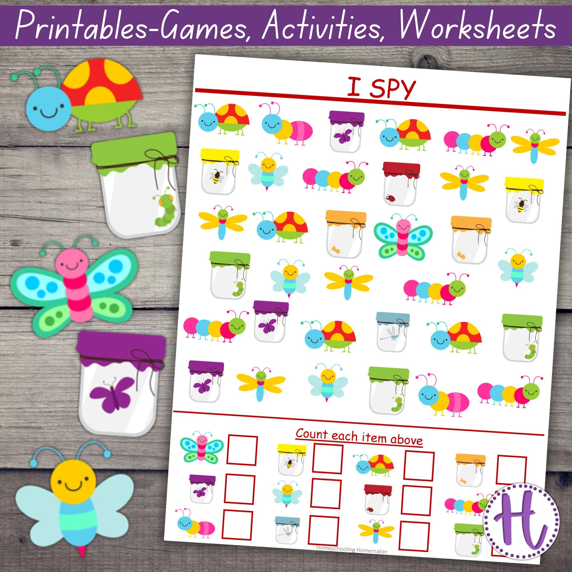 Bug I Spy Activity Sheets, Math Counting and Graphing Activity for Kids ...