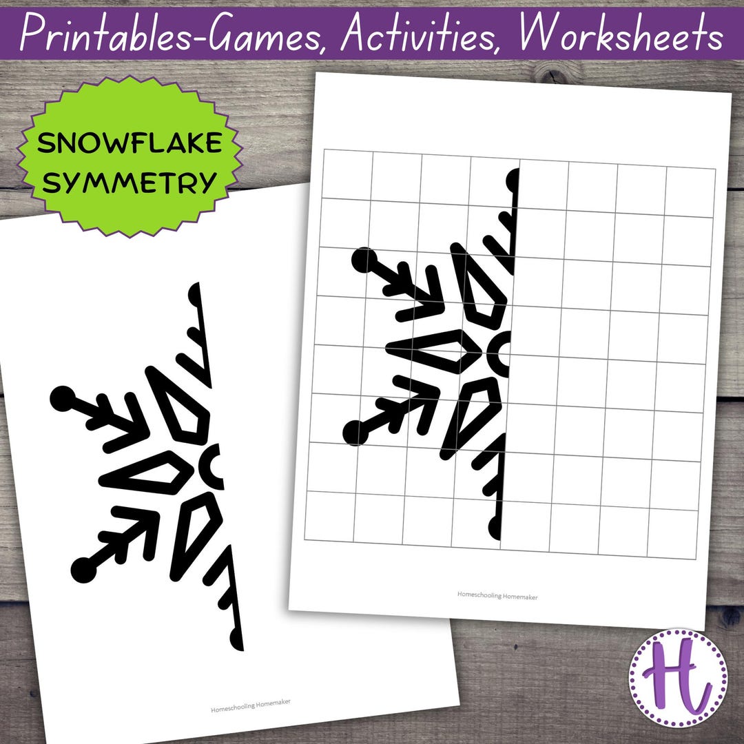 Snowflake Symmetry Drawing Worksheets: Winter Activity (PDF) - Etsy