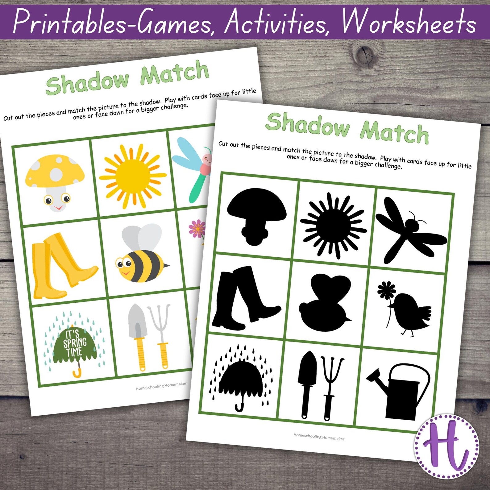 Shadow Match Spring for Kids Preschool, Shadow Matching Activity ...