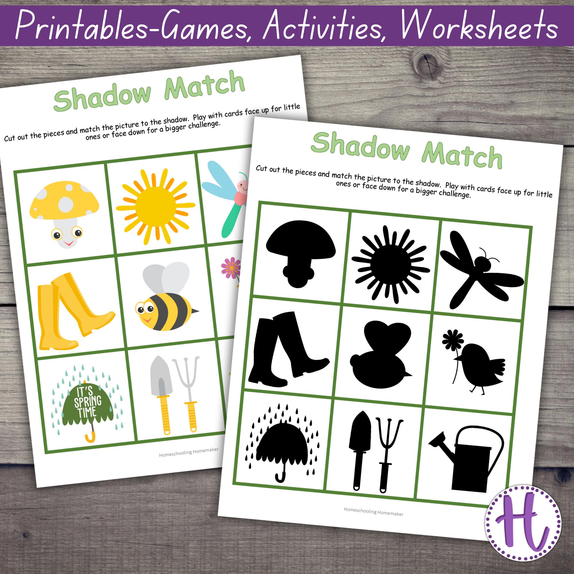 Shadow Match Spring for Kids Preschool, Shadow Matching Activity ...