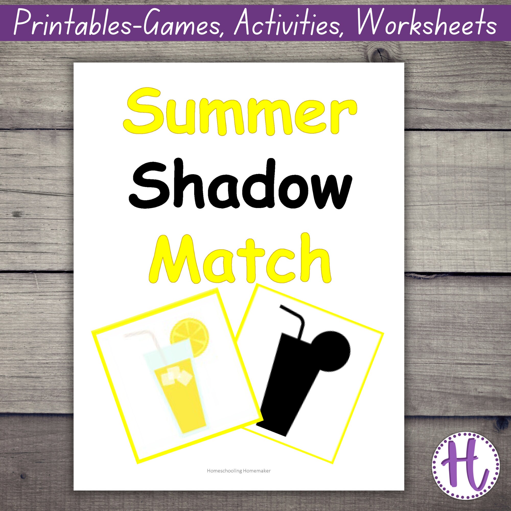 Summer Shadow Matching Cards, Printable Worksheets for Preschool ...