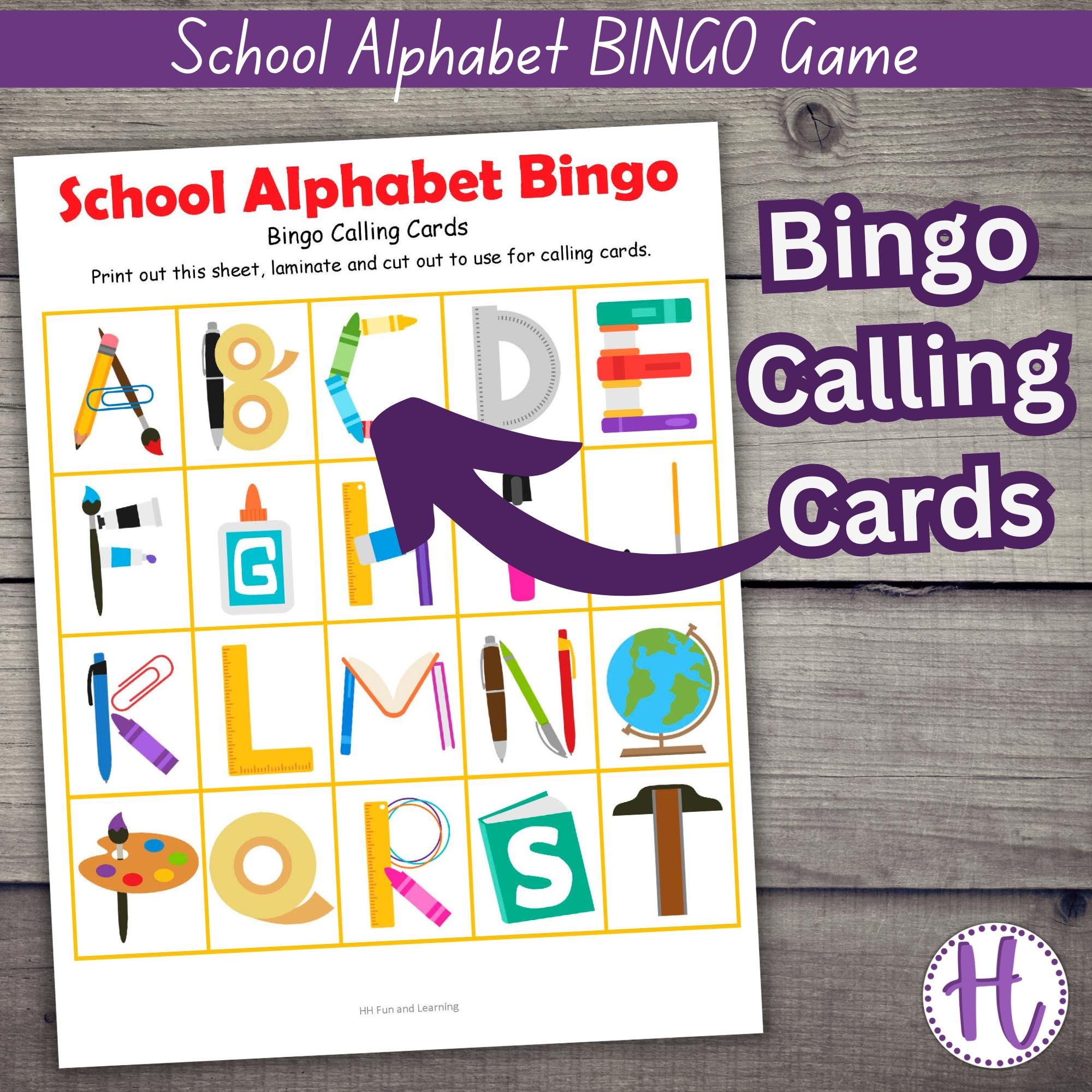 School Alphabet Bingo Game: Fun ABC Learning (PDF) - Etsy